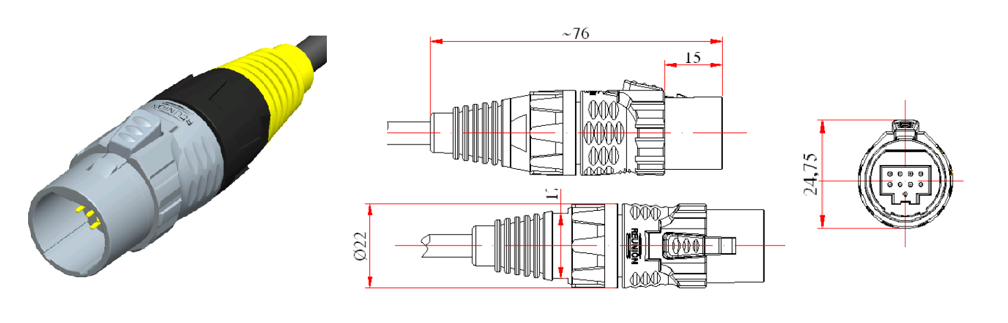 LED Screen RJ45 Socket Waterproof Cat6 Ethernet Cable Connector with ...